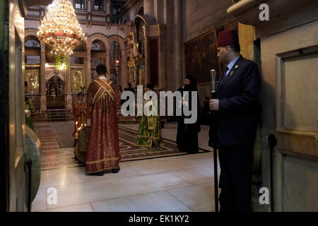 A Muslim consular guard, also known as “Kawas” wearing red tarboosh hat ...