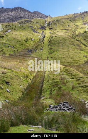 Looking up at huge exit from Croesor Slate Mine. Croesor Valley ...