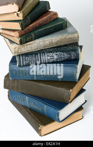Stack of vintage books visually forming the shape of a staircase Stock ...