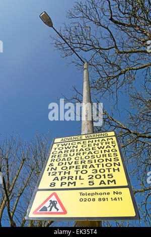 Road sign Advance notice of road works Newmarket road Cambridge Stock ...