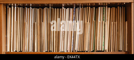 Vintage Keeping Retro Records On Wooden Shelves, Old Business ...