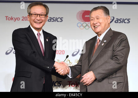 Motoi Oyama, APRIL 6, 2015 : Asics has Press conference in Tokyo. Asics ...
