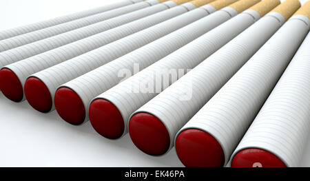 A close up of a regular electronic cigarette with a glowing red tip on ...