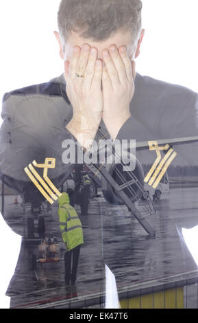 Crying pilot in uniform Stock Photo - Alamy