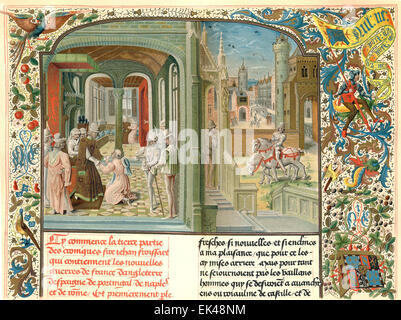 . From a illuminated manuscript of Jean Froissart's Chronicles Battle ...