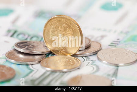 Russian currency: banknotes and coins close up Stock Photo - Alamy
