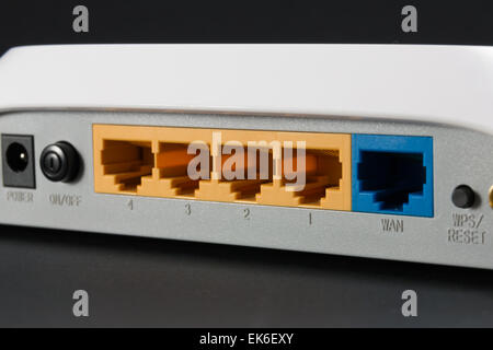 ethernet port on the back of the router, network port on black ...