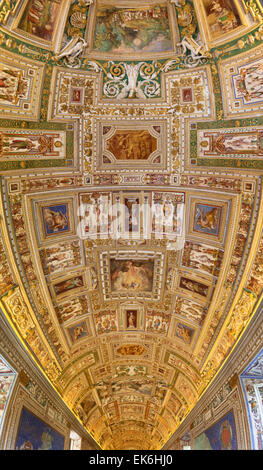 Gallery of Maps (Galleria delle carte geografiche) or Map Room vaulted ceiling in Vatican ...