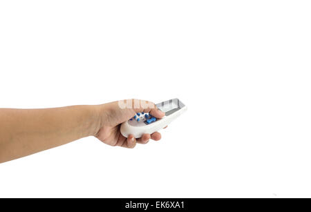 hand with remote control isolated on white Stock Photo - Alamy
