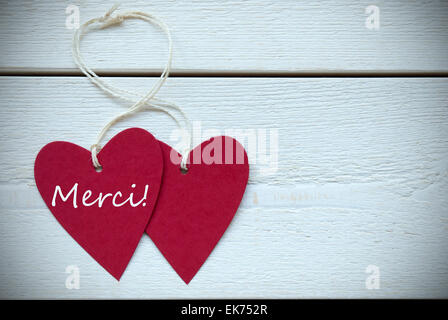 French Text Merci Means Thank You. White And Pink Tulip Spring Flowers ...