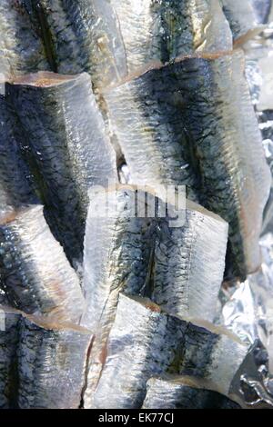 Sardine fish fillet skin texture on market Stock Photo - Alamy