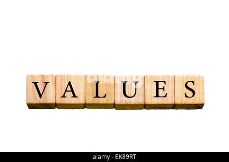 Word Values. Wooden small cubes with letters isolated on black ...