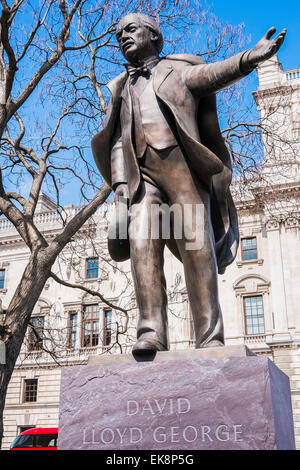 The David Lloyd George statue in Parliament Square is draped in the ...