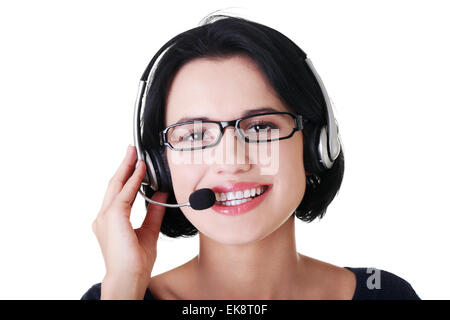 Closeup of attractive customer support representative Stock Photo - Alamy