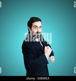 strong business man flexing muscle Stock Photo - Alamy