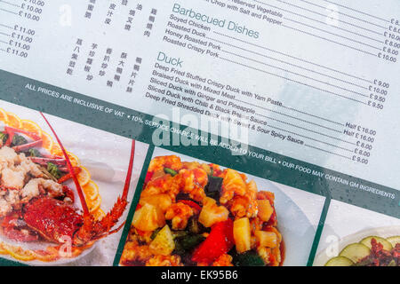 Chinese Restaurant food menu, Chinatown, London, England, UK Stock ...