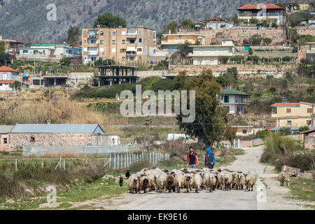 The village of Xarre on the Vrina plain at Butrint National Park ...