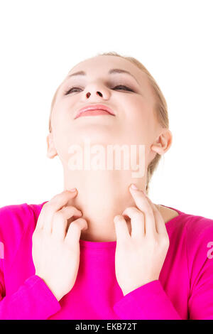 Young beautiful woman scratching her self Stock Photo - Alamy