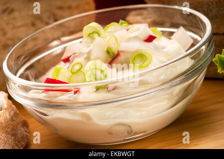 Delicious cream cheese with chives and vegetables, poland Stock Photo ...