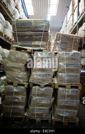 Accra, Ghana. 08th Apr, 2015. A sticker reading UN lies on a box in the ...