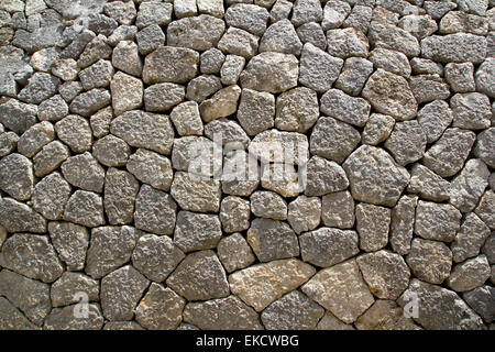 gray limestone masonry wall typical from Majorca style in Spain Stock ...