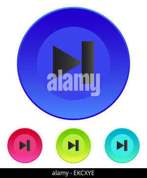 Next track. Media player. Simple flat black symbol with shadow on white ...