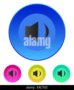 Mute volume icon isolated on 3d black round button abstract ...