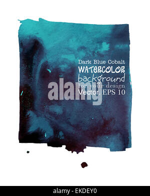 Watercolor dark blue background painting texture. Deep ocean blue ...