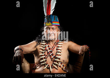 Shaman In Ecuadorian Amazonia During A Real Ayahuasca Ceremony Model ...