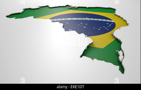 The shape of the country of Brazil in the colours of its national real ...