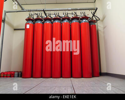 Inergen fire suppression system canisters Stock Photo - Alamy