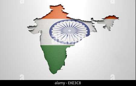 The shape of the country of India in the colours of its national rupee ...