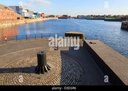 Remains of old swing bridge between Queen's Dock and Wapping Dock ...