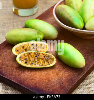 Latin American fruit called banana passionfruit (lat. Passiflora ...
