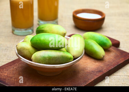 Latin American fruit called banana passionfruit (lat. Passiflora ...