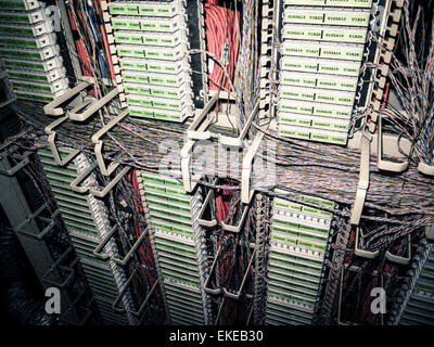 Telecoms wiring in racks Stock Photo - Alamy