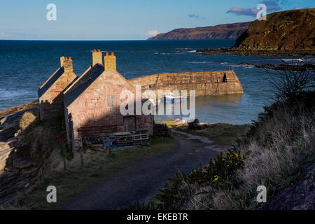 The small Scottish fishing harbour at Cove on the east coast of ...