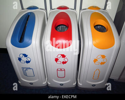 Colour coded waste recycling bins on local street Stock Photo - Alamy