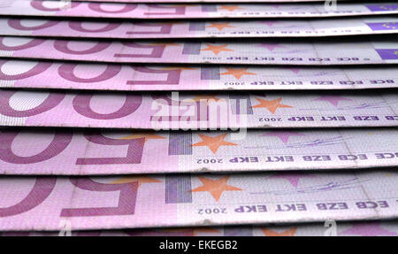 Euro banknotes in a cash fan mosaic pattern. European Union 200 EUR ...