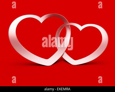 Two jointed hearts on red Stock Photo - Alamy