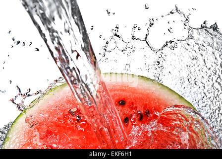 watermelon and water splash isolated on white Stock Photo - Alamy