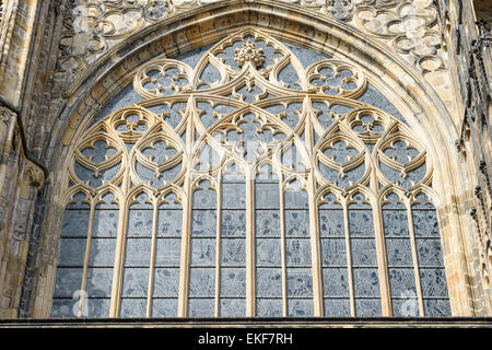 Bar tracery in Gothic window of the Canterbury Cathedral in the ...