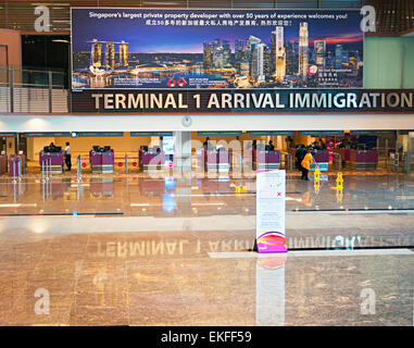 Changi Airport, passport control, Immigration counter, Singapore, Asia ...