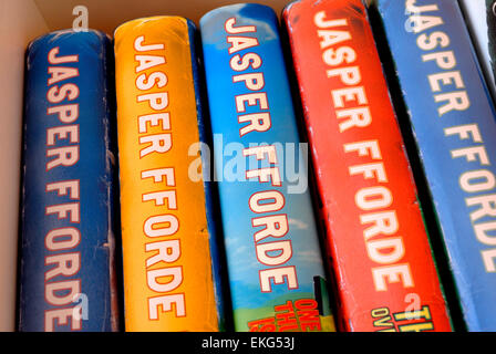 Hardback Jasper Fforde books on a bookshelf Stock Photo - Alamy