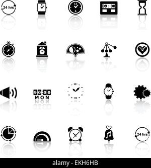 Time icons with reflect on white background, stock vector Stock Vector ...