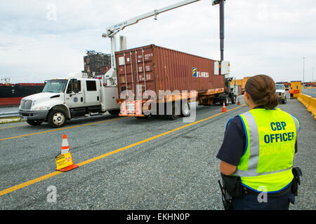 CBP officers inspect seaport containers arriving to the Port of ...