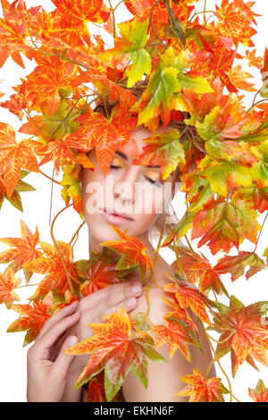 Nature Art: Autumn leaves body painting with model Janina at Hasperde ...