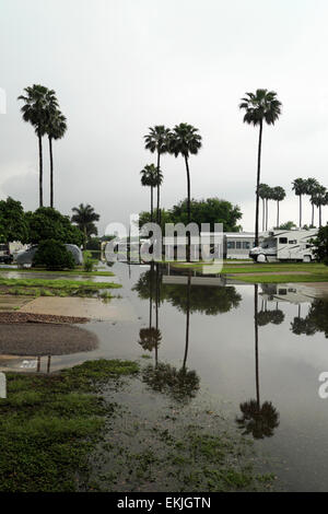 April flooding in a mobile home/RV Park in Mission, Texas, USA Stock ...