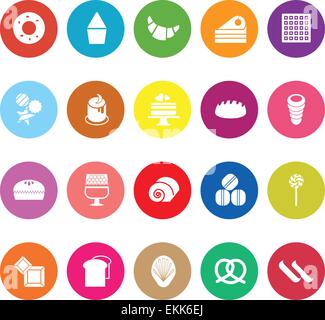 Slice of cake white flat icons on color rounded square backgrounds ...