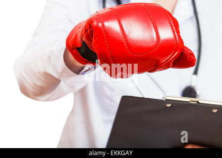 nurse hand in boxing glove isolated on white background Stock Photo - Alamy